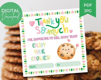Printable Thank You Cards for Girl Scout Cookies write-in - Etsy