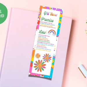 Printable Girl Scout Law and Promise Bookmark, Girl Scout Gift, Cookie ...
