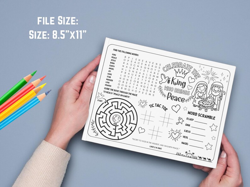 Christmas Coloring Placemat for Kids Christian Nativity Printable ...
