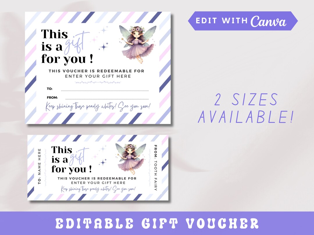 Tooth Fairy Gift Voucher: Editable Printable Note (digital Download) - Etsy