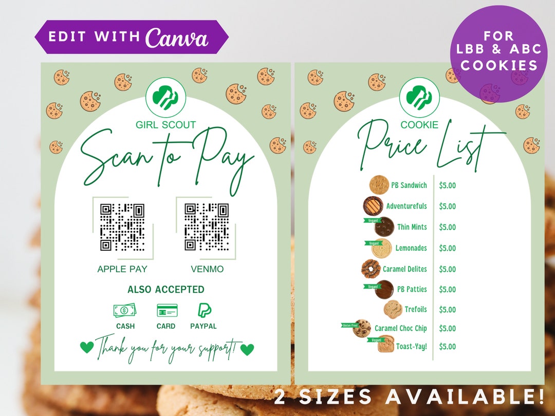 Girl Scout Cookie Sign 2024 2025, LBB ABC Cookie Menu, Price List ...