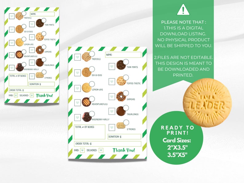 Girl Scout Cookie Thank You Note 2023 Printable LBB Order - Etsy
