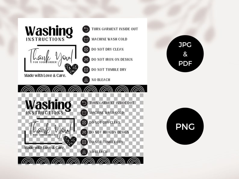T-shirt Care Instructions Card, HTV Washing Instructions Printable ...