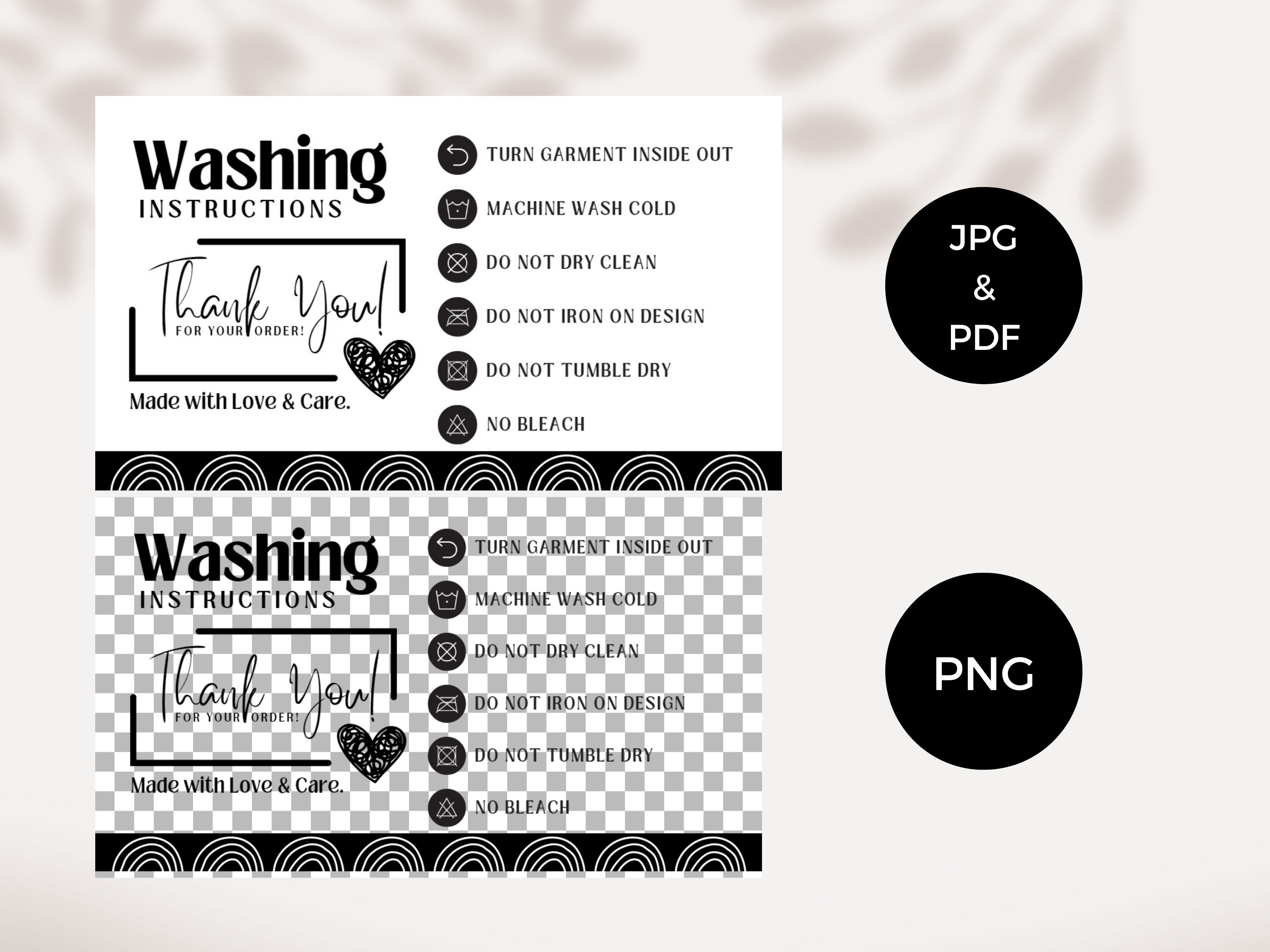 T-shirt Care Instructions Card, HTV Washing Instructions Printable ...