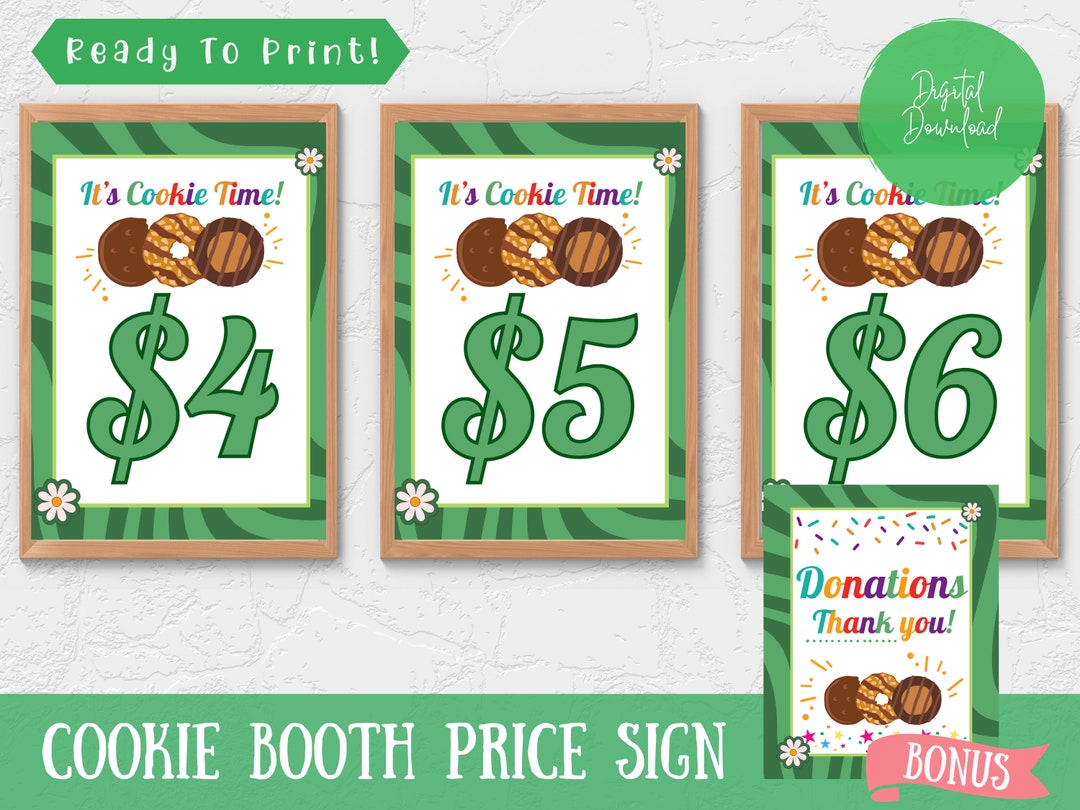 Cookie Booth Price Sign, Girl Scout Thank You Sign, Cookie Sales ...