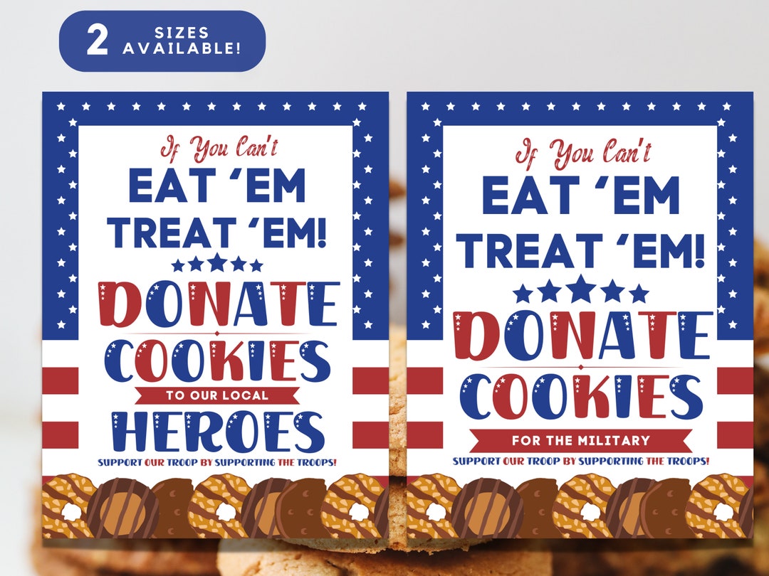 Girl Scout Cookie Booth Donate to Military Troop Sign, Printable Set of ...