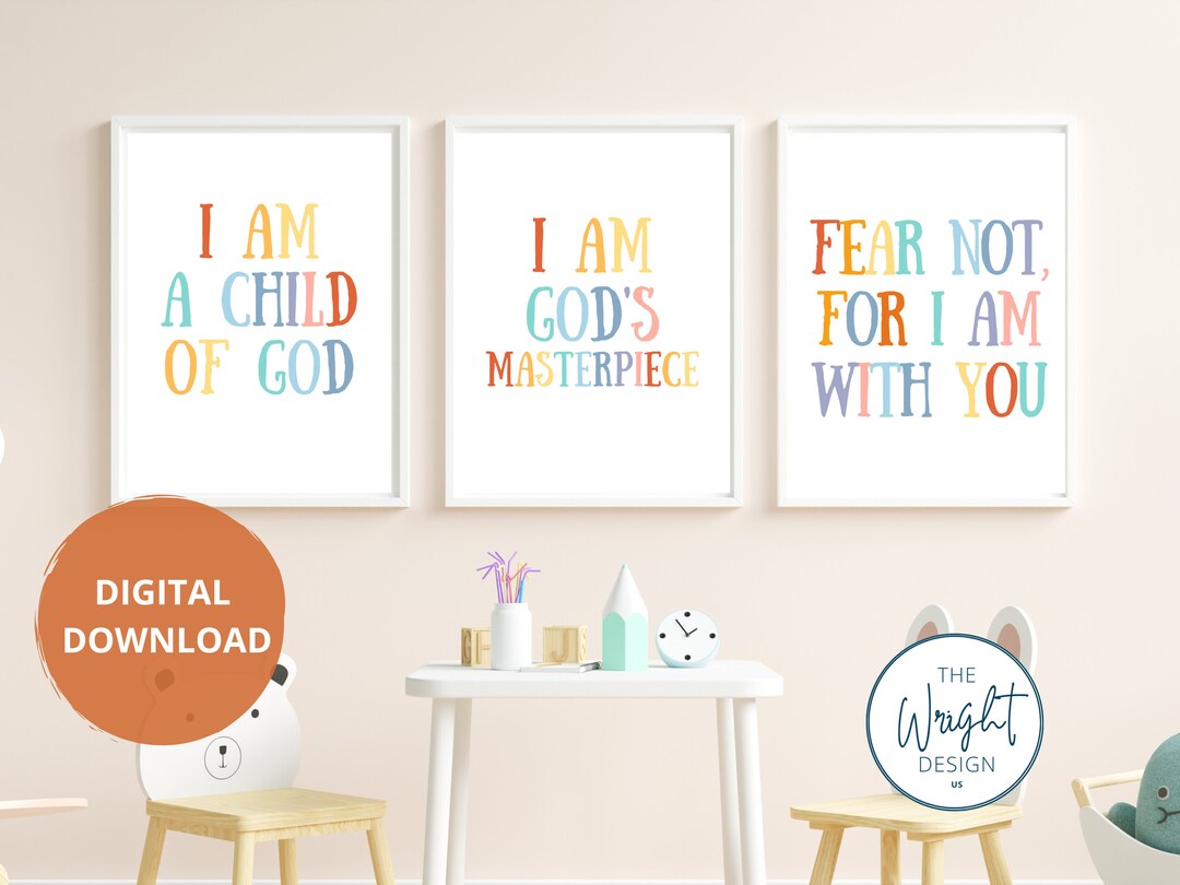 Christian Kids 3 Piece Wall Art, I Am a Child of God Christian Posters ...
