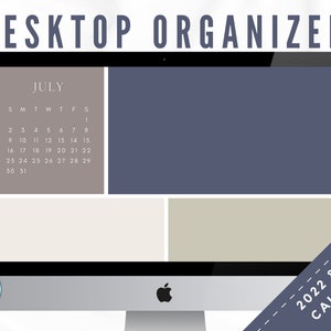 2022 2023 Cute Desktop Organizer Wallpaper Calendar Dark Blue - Etsy