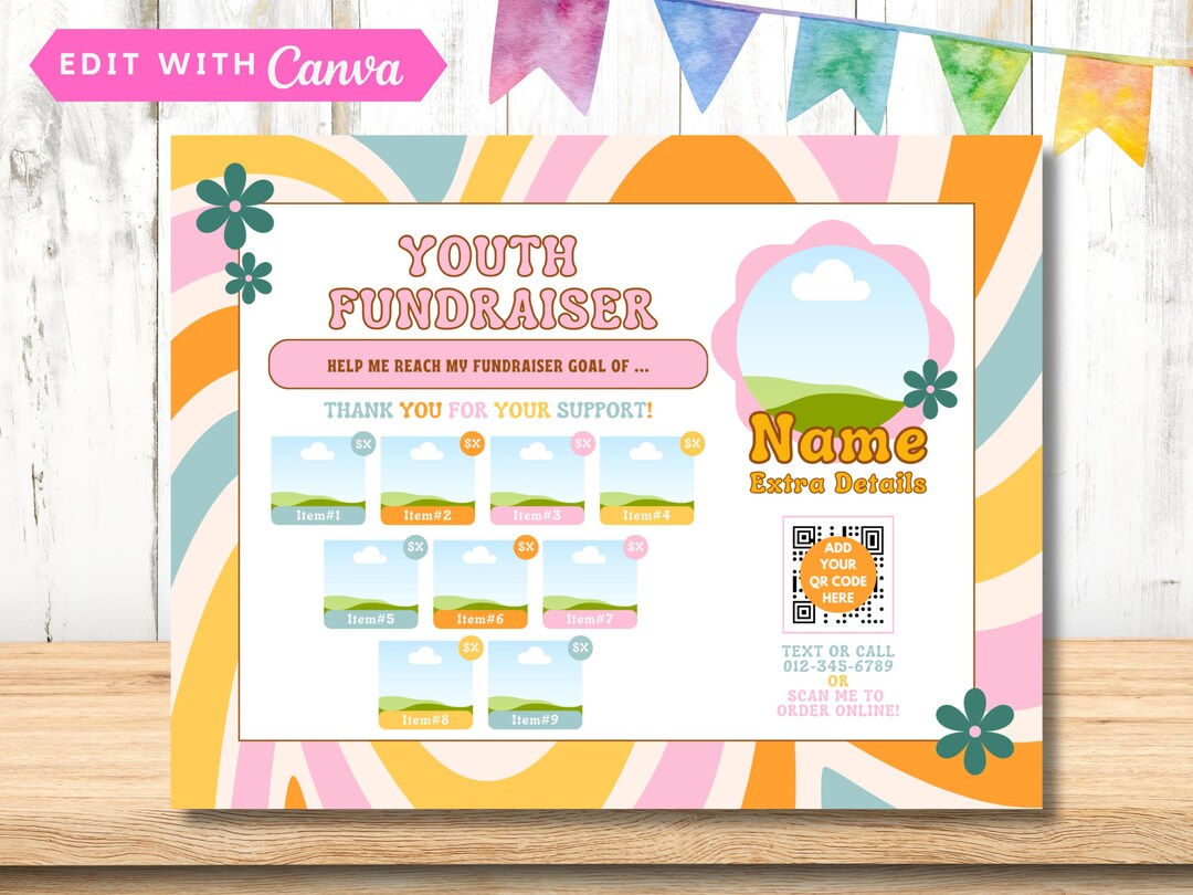 Youth Fundraiser Flyer Template | Editable Fundraiser Sign | Printable ...