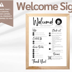 Welcome Sign for Short Term Rentals, Editable Airbnb Template Printable ...