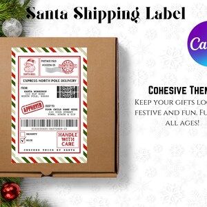 Editable Elf Santa Shipping Label, Printable Christmas North Pole Mail ...