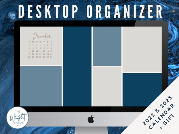 2022 2023 Cute Desktop Organizer Wallpaper Calendar Dark Blue - Etsy