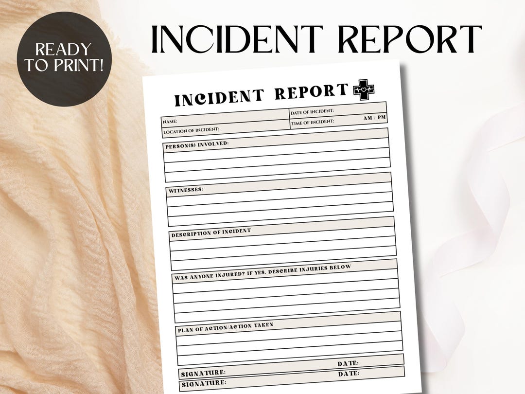 Incident Report Form, Daycare Ouch Accident Log Tracker, Printable ...