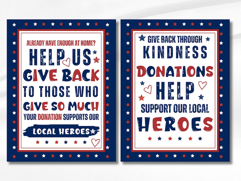 Donation Booth Sign Printable | Support Our Local Heroes | Fundraiser ...