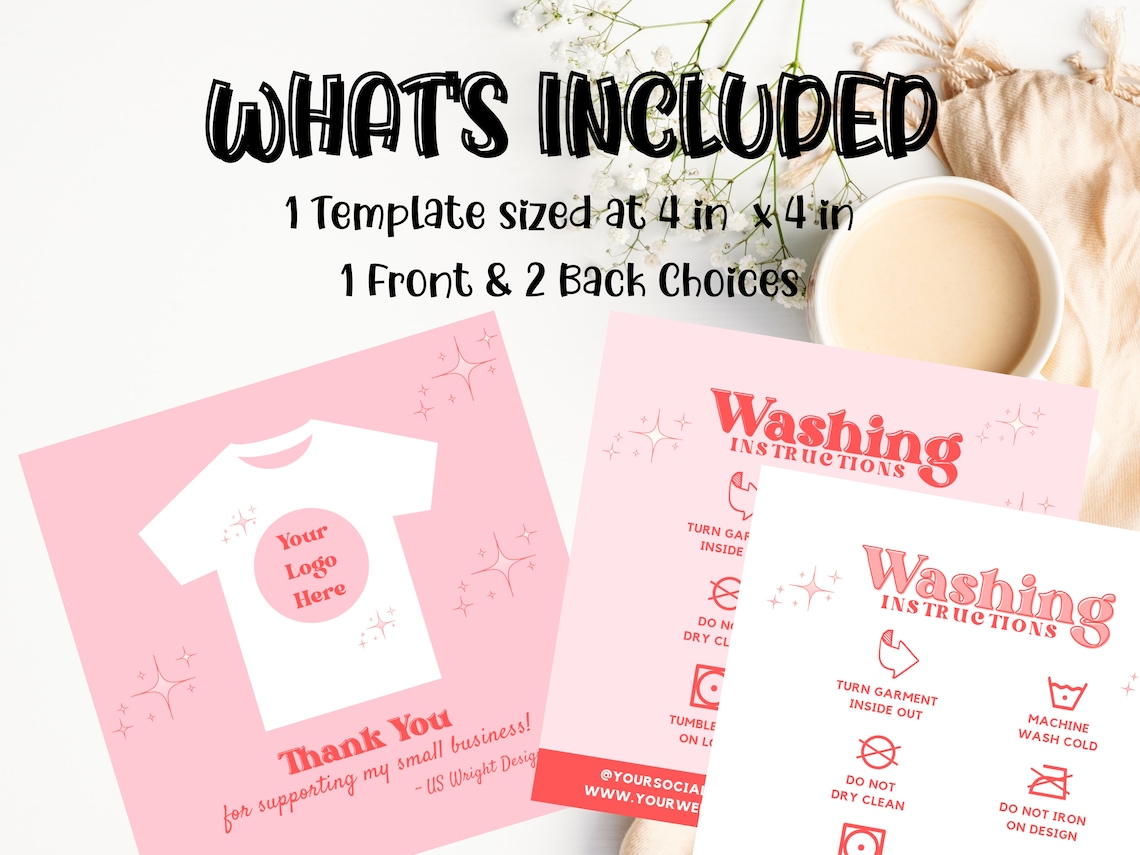 T- Shirt Care Instructions Template, HTV Washing Instructions Card,png ...