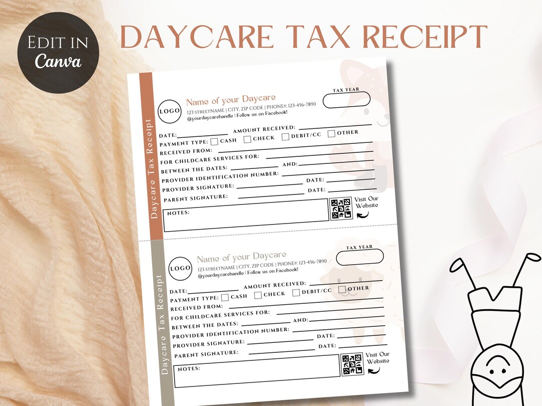 Editable Daycare Receipt, Printable Childcare Tax Receipts & Statements ...