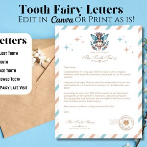 Editable Printable Tooth Fairy Letters, Five Templates, First Another ...