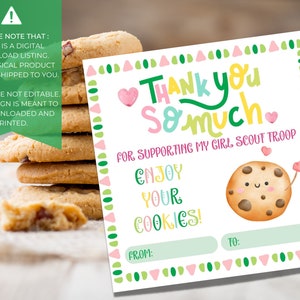 Girl Scout Cookie Thank You Card 2023 2024, Printable LBB ABC Delivery ...