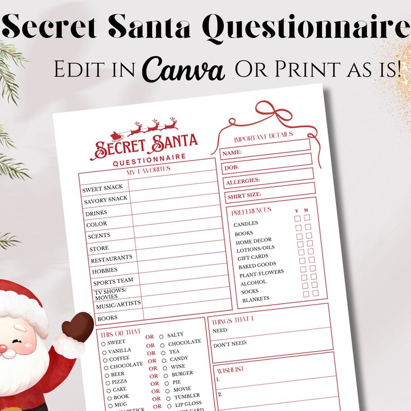 Secret Santa Tags - Etsy