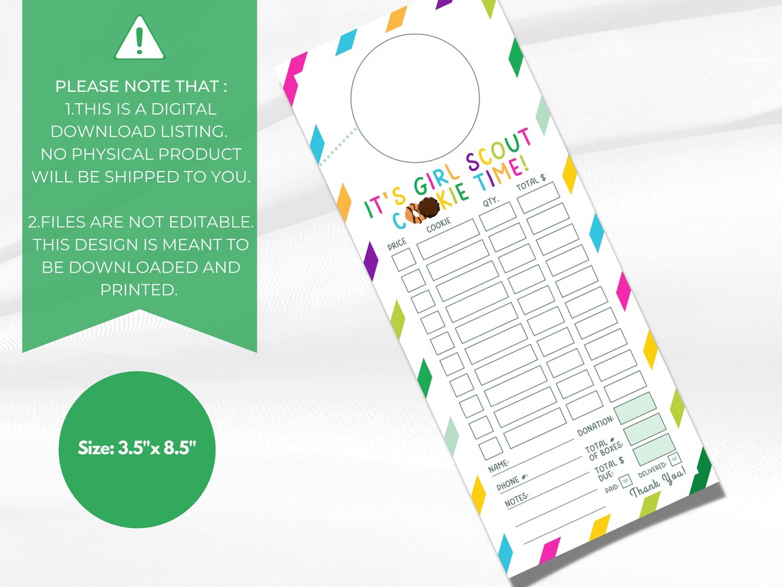 Girl Scout Cookie Door Hanger ABC LBB Order Form Printable - Etsy