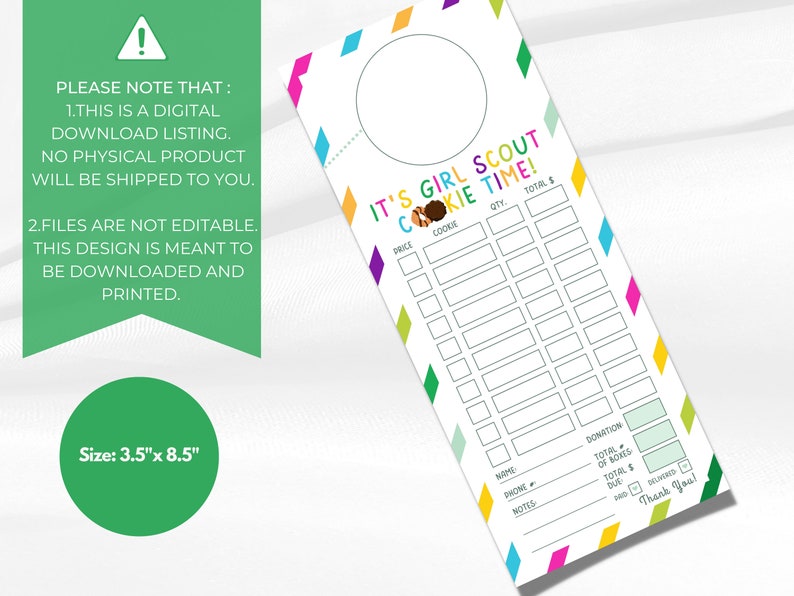 Girl Scout Cookie Door Hanger ABC LBB Order Form Printable - Etsy