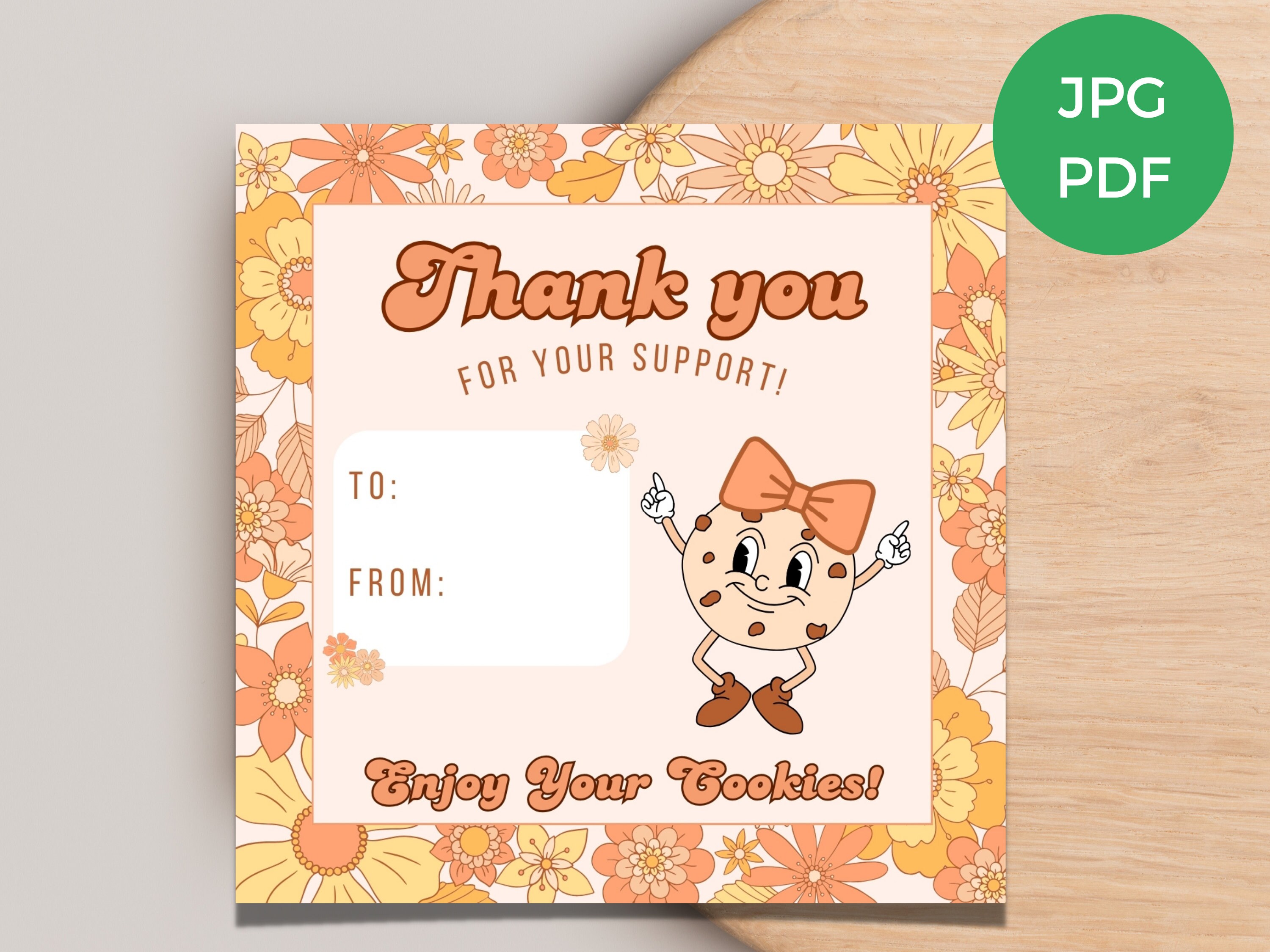 Retro Girl Scout Cookie Printable Thank You Card 2023 2024 , LBB ABC ...