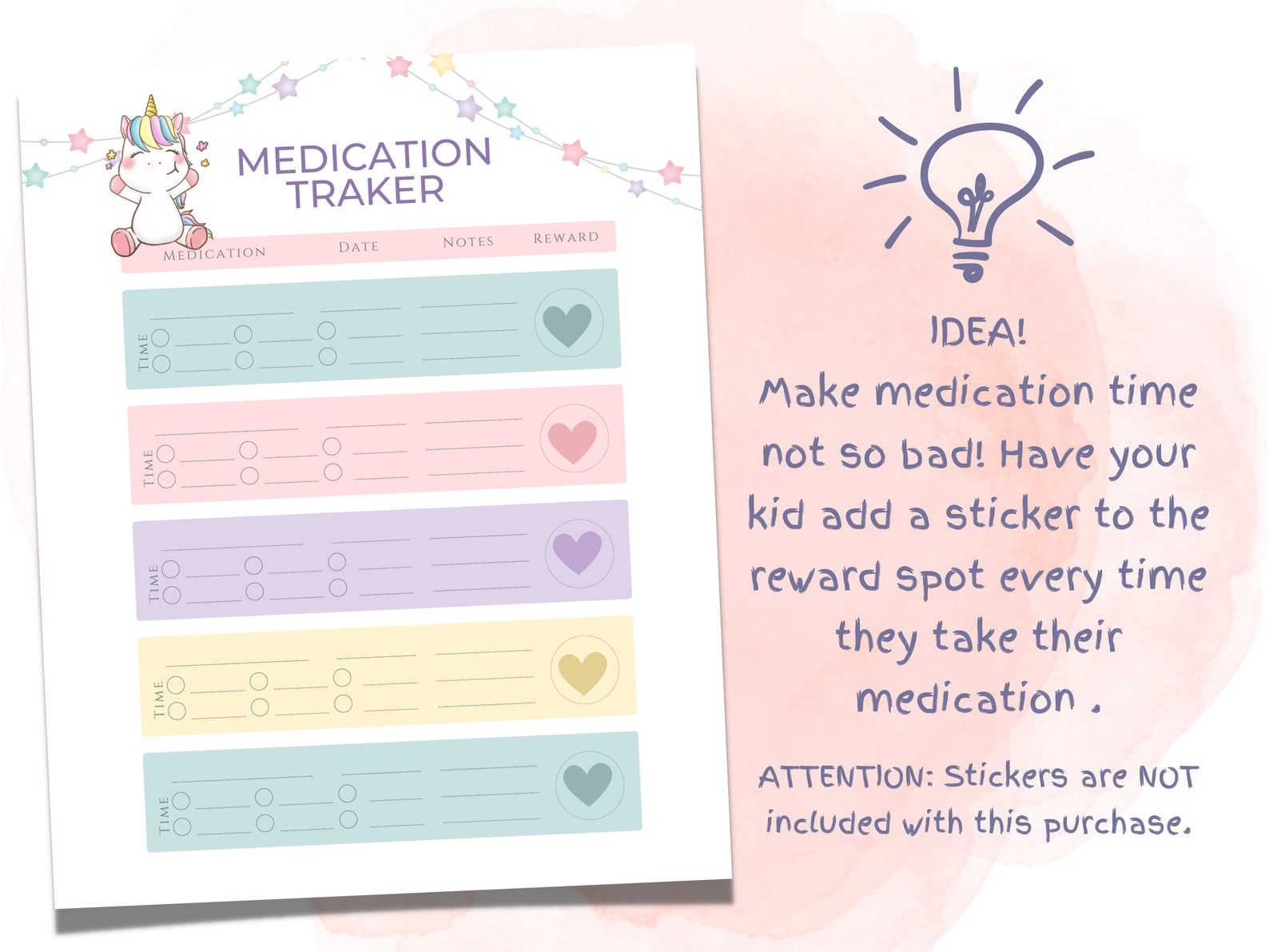 Kid Daily Medication Tracker Medicine Vitamins Supplements - Etsy