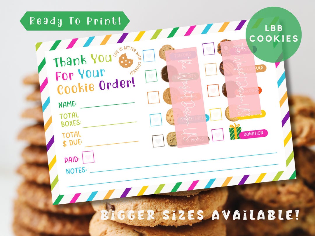 2024 2025 Girl Scout Cookie Thank You Note, Printable LBB Order Form - Etsy