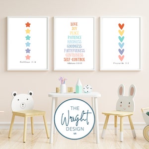 Set of 6 Christian Bible Verse Poster for Kids, Children Sunday School ...