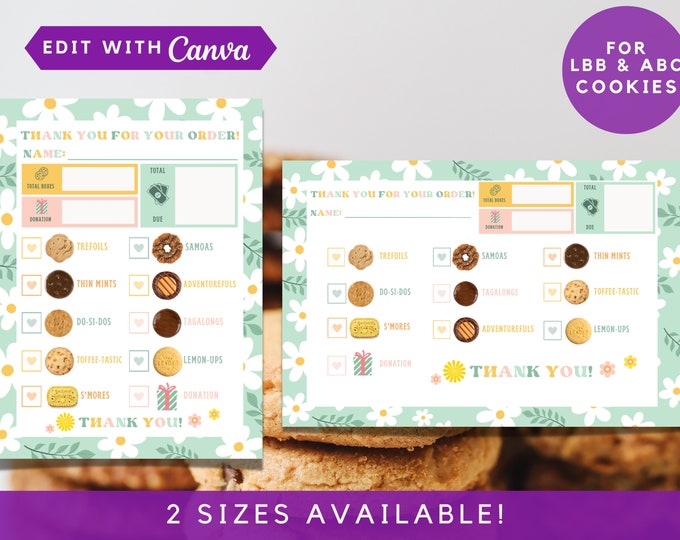 Editable Scout Cookie Sales Kit 2025 ABC & LBB Cookie Order Form Tag ...