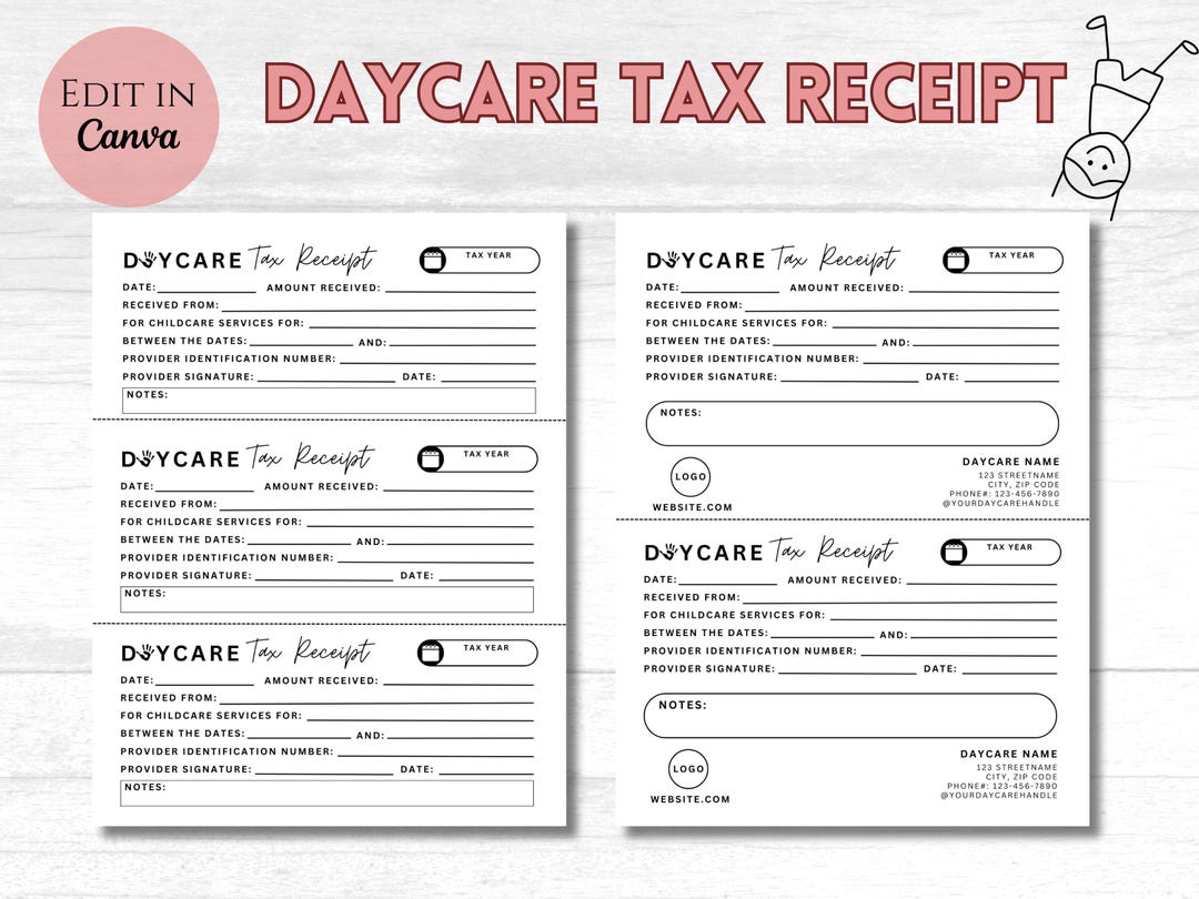 Daycare Receipt Printable, Editable Childcare Tax Receipts & Statements ...