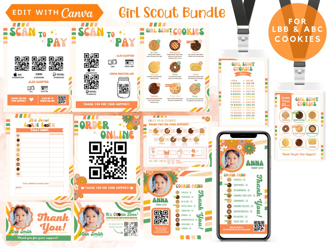 LBB ABC Girl Scout Cookie Bundle Signs Forms, 2024 2025 Editable Cookie ...