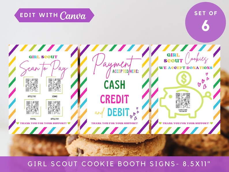 Girl Scout Cookie Sign 2023 2024, LBB ABC We Accept Sign, Scan to Pay ...