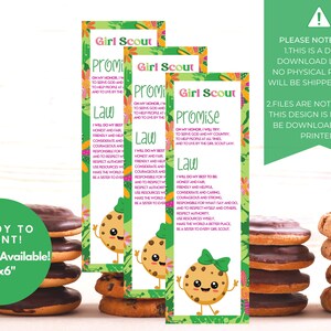 Printable Girl Scout Law and Promise Bookmark, Girl Scout Gift, Cookie ...