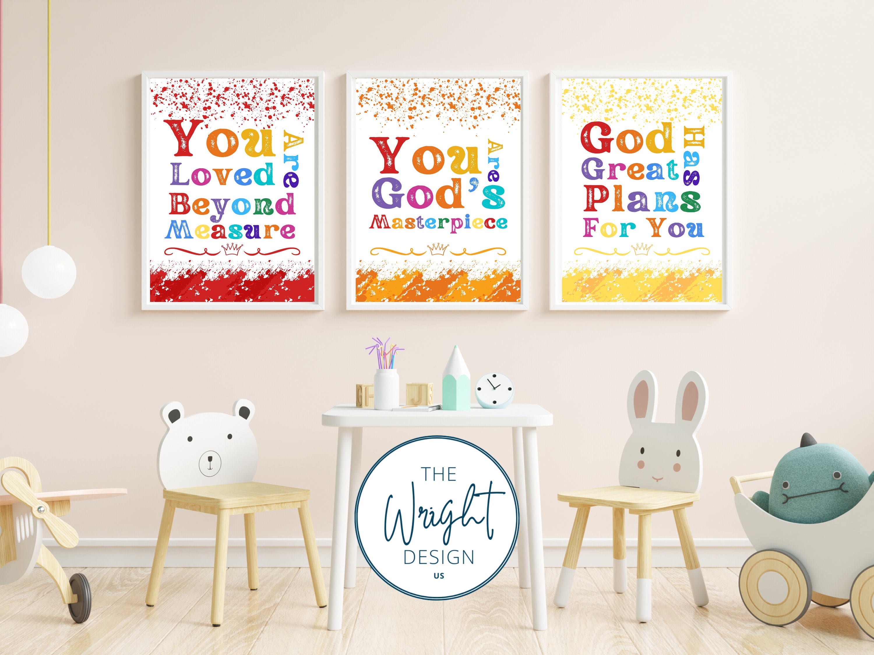 Set of 6 Christian Kids Classroom Rainbow Colors Wall Art - Etsy