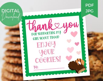 Girl Scout Cookies Thank You Card 2024 Editable and Printable Girl ...