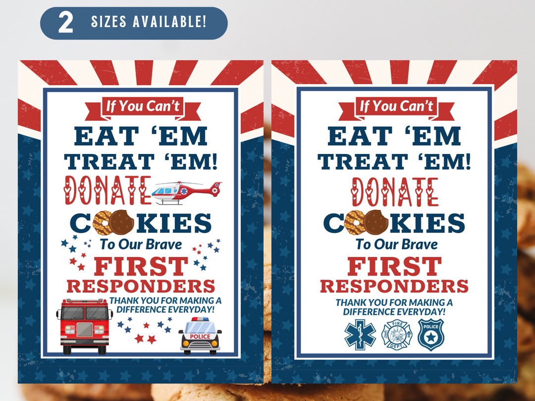Girl Scout Cookie Booth Donate to First Responders Sign, Printable Set ...