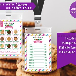 2025 Girl Scout Cookie Lanyard, Printable LBB ABC Price Menu, Cookie ...