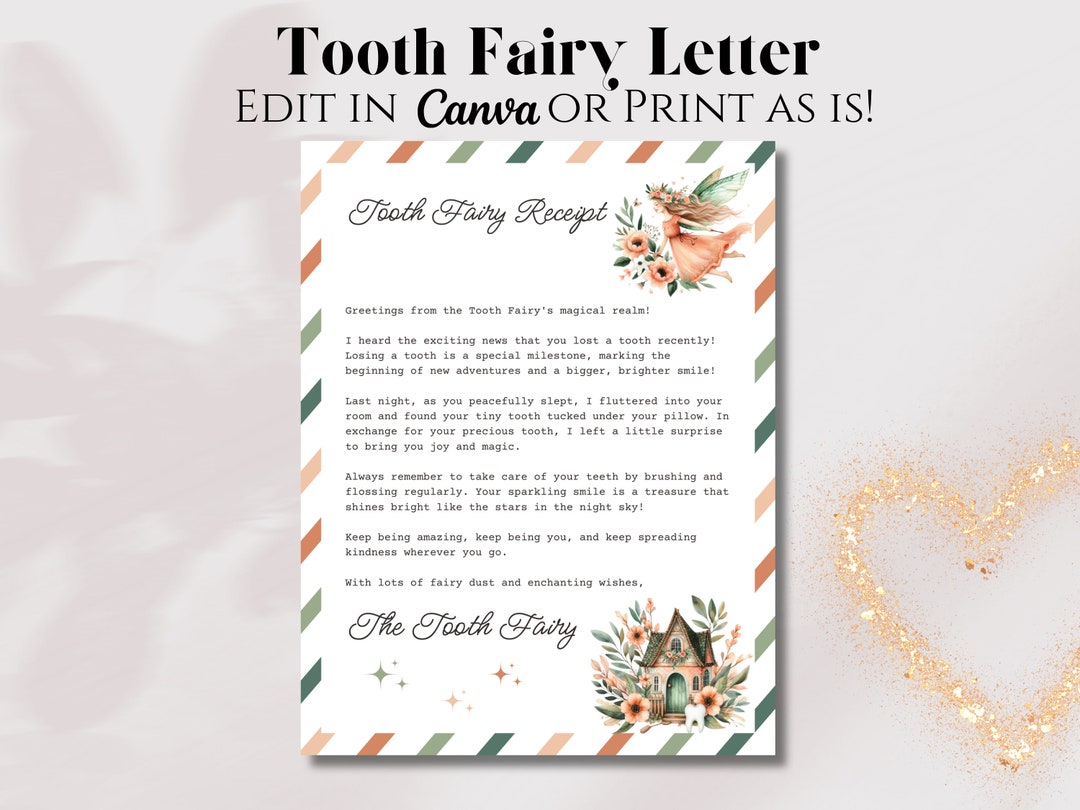 Editable Tooth Fairy Letter Printable Note for Lost Tooth for Boy and ...