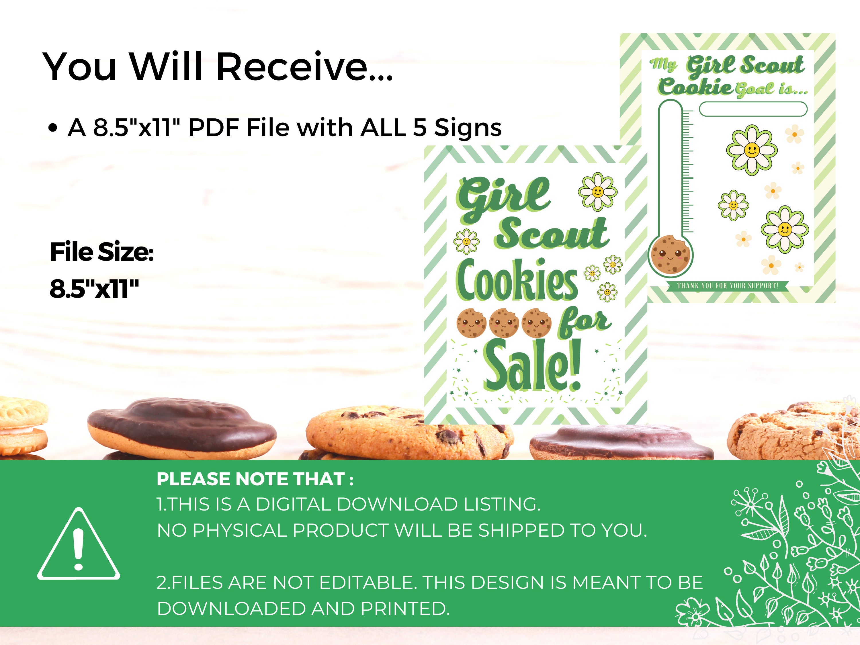 Cookie Goal Tracker, Cookie Price Signs, Cookie for Sale Sign, Girl ...