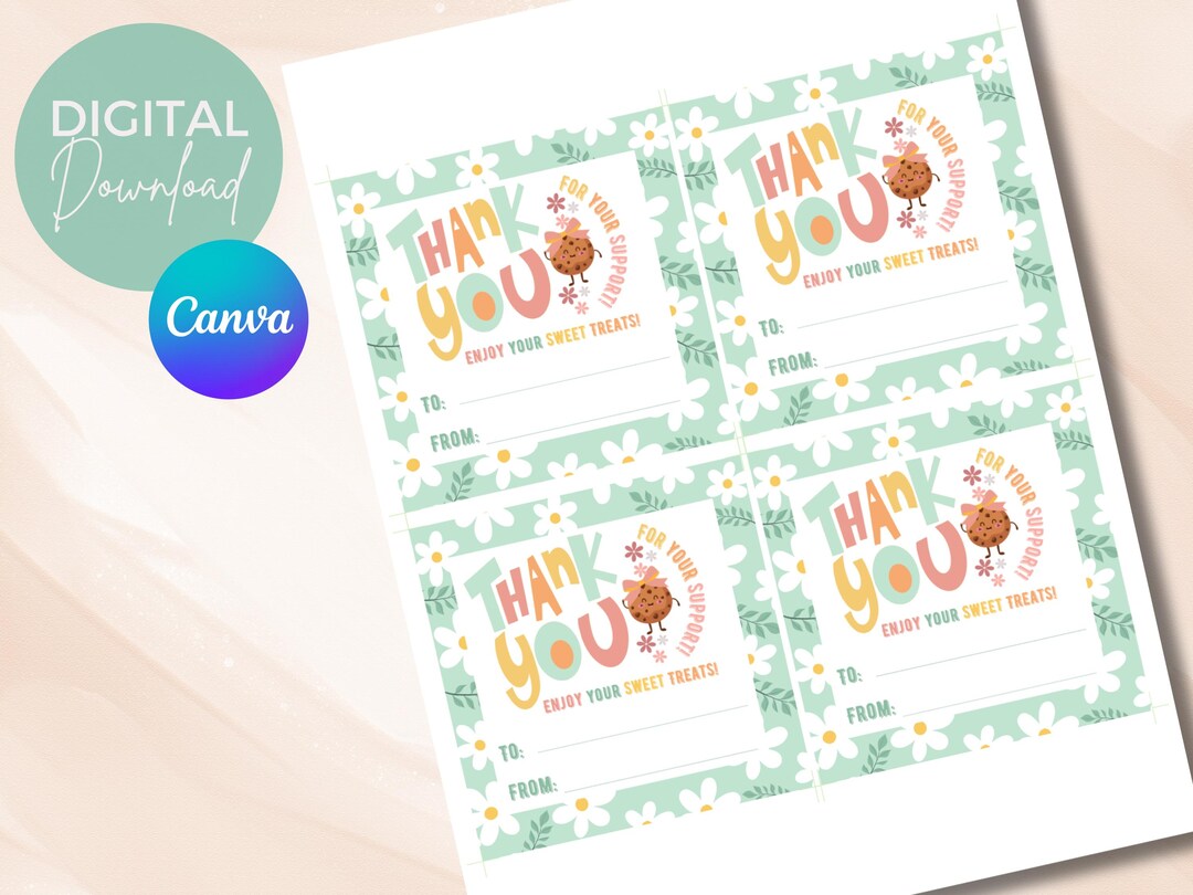 Bake Sale Thank You Delivery Tags Editable | Youth Fundraiser Printable ...