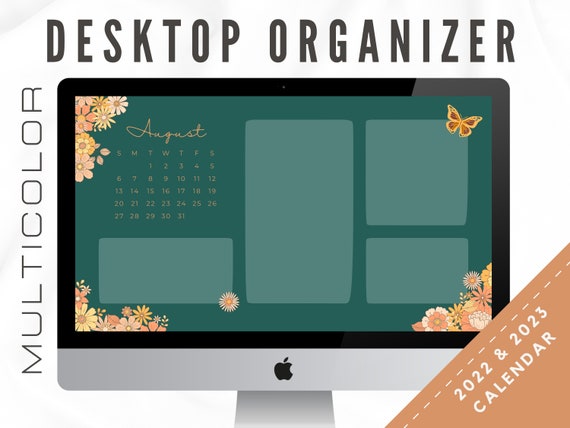 2022 2023 Retro Floral Desktop Wallpaper Organizer Cute Pink - Etsy