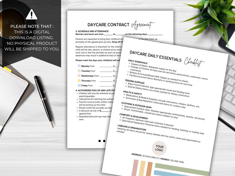 Simple Editable Daycare Contract Agreement Template, Home Daycare ...