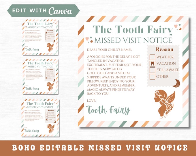 INSTANT EDITABLE Mini Tooth Fairy Apology Letter and Certificate First ...