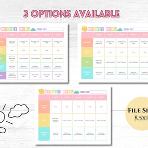 Home Daycare Weekly Menu Editable, Printable Meal Planner for Preschool ...