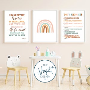 Set of 6 Christian Boho Bible Verse Poster for Sunday School Classroom ...