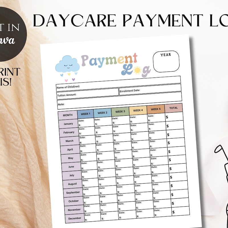 Childcare Payment Invoice - Etsy