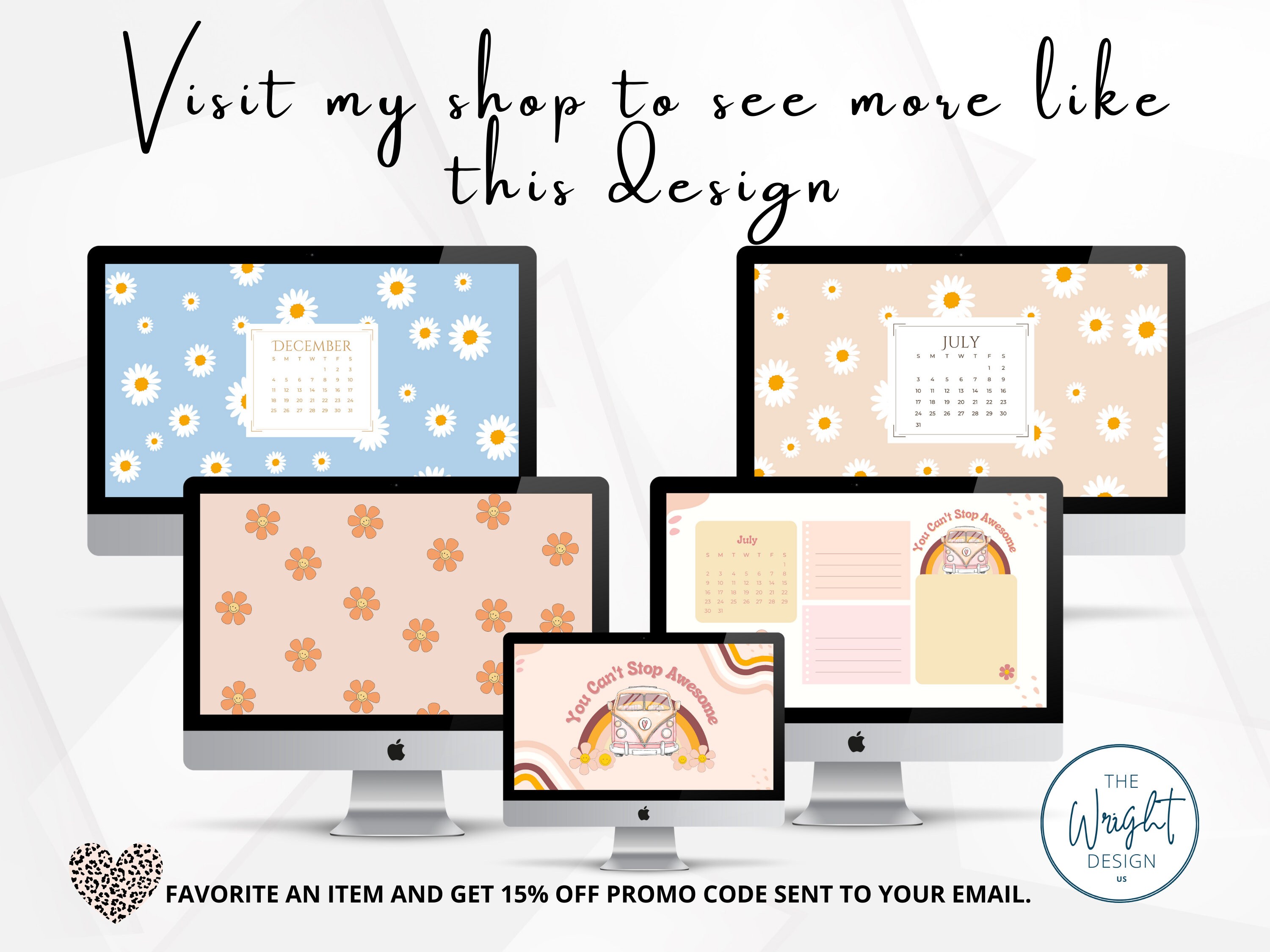 2022 2023 Cute Pink Daisy Desktop Wallpaper Calendar Mac - Etsy