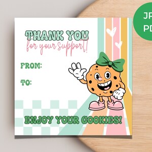 Retro Girl Scout Cookie Printable Thank You Card 2024 2025 , LBB ABC ...