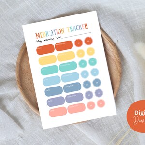 Kid Weekly Medication Tracker Colorful Medicine Kid Chart - Etsy